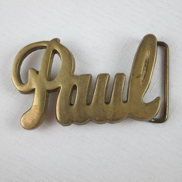 Other | Vintage Belt Buckle Paul Name Cursive Letters Solid Brass Metal ...